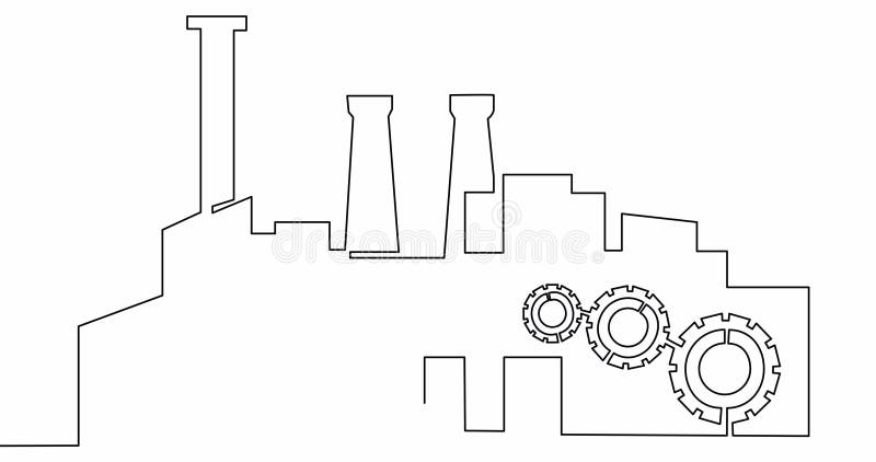 Self Drawing Line Animation Factory Continuous Line Drawn Concept Stock ...