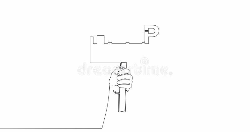 Self Drawing Line Animation Hand Holding Help Sign Whiteboard ...