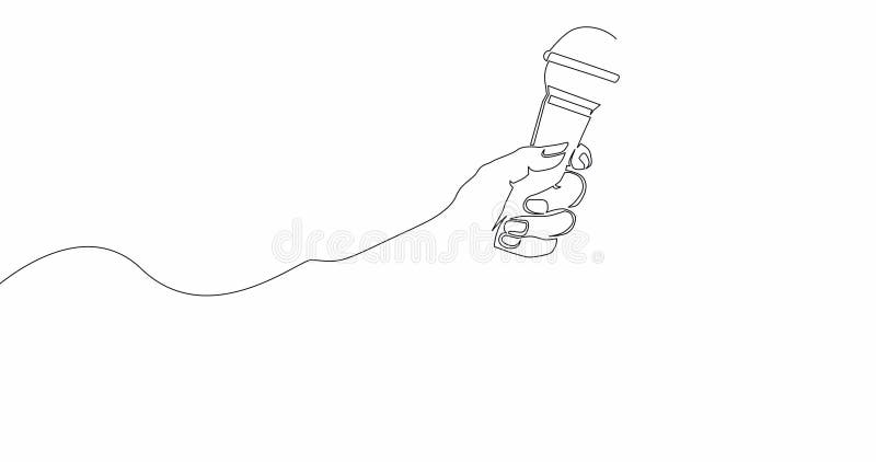 Self Drawing Line Animation Hand with Microphone Continuous Line ...