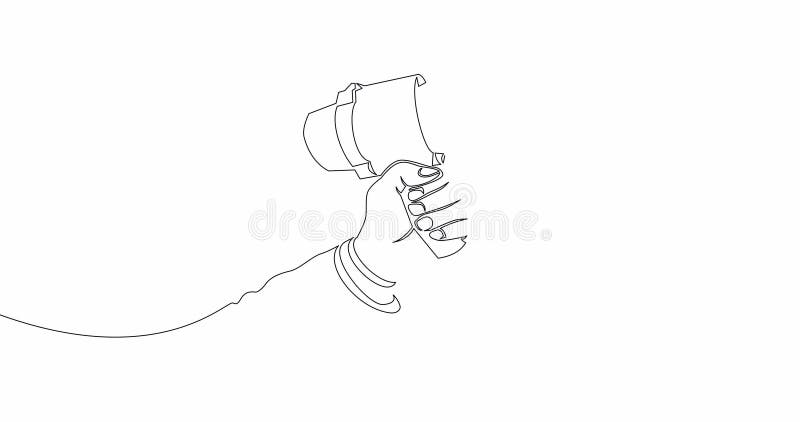 Self Drawing Line Animation Hand with Speaker Continuous Line Concept ...