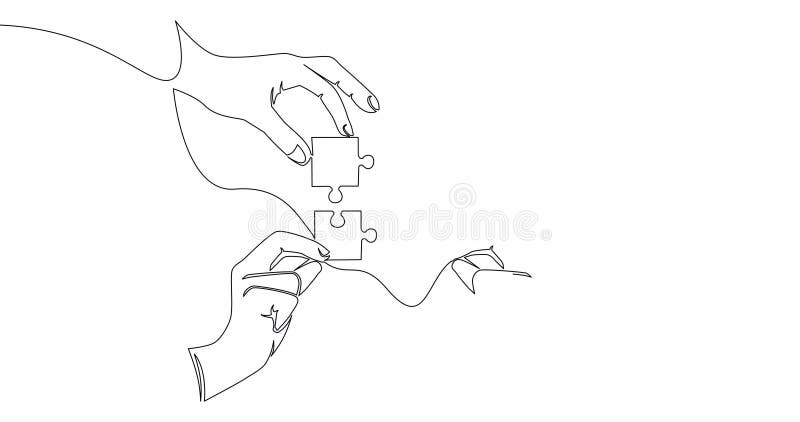 Self Drawing Line Animation Hands Solving Puzzle Continuous Line Drawn ...