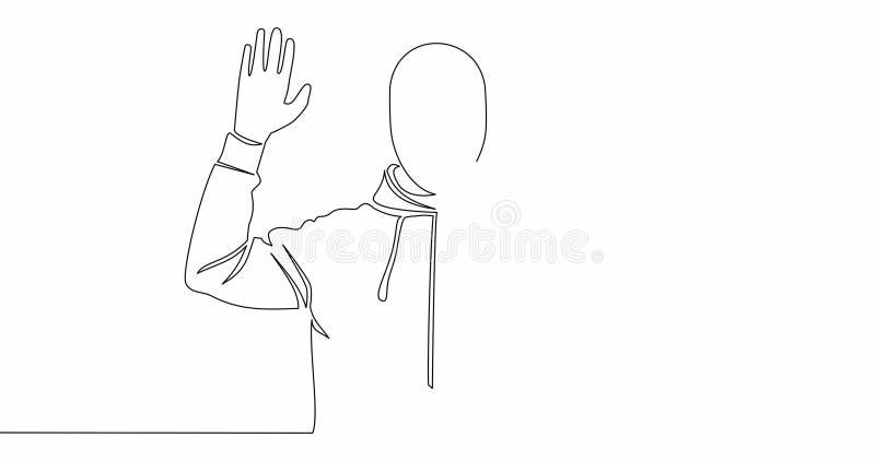 Self Drawing Line Animation Man Surrendering with Both Hands Raised ...