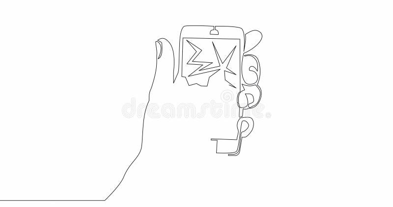 Self Drawing Line Animation Smartphone Broken Cracked Screen Continuous ...
