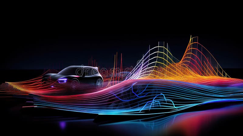 Self-driving Auto Technology Concept with Car Surrounded with Radar ...