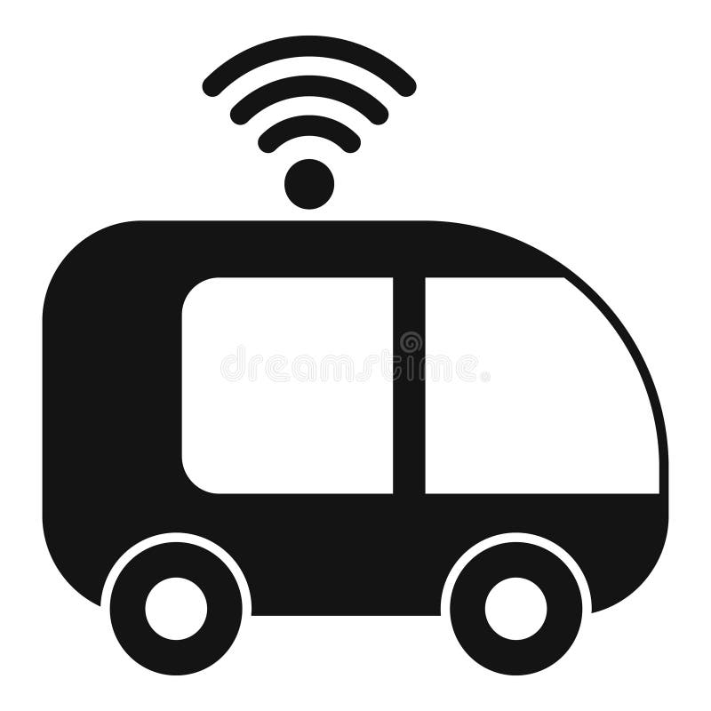 Self Driving Autonomous Bus Utilizing Wifi Icon Stock Vector ...