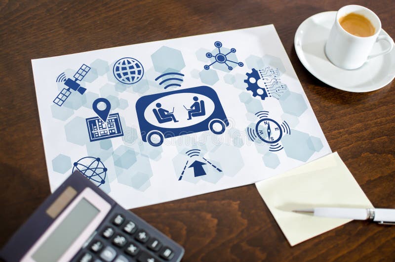 Self-driving Car Concept on a Paper Stock Image - Image of paper ...