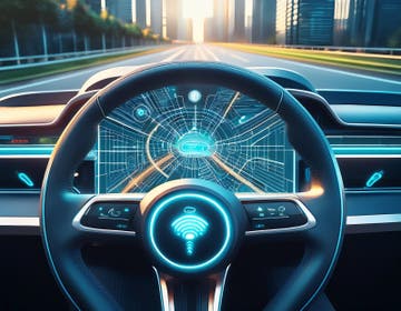 Self-driving Car Dashboard with a Digital Map Stock Illustration ...
