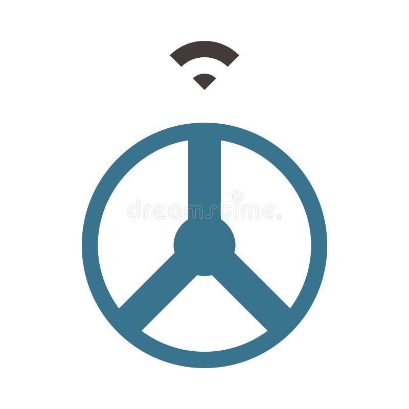Self Driving Car - Driving Wheel - Flat Colored Icon - Blue Stock ...