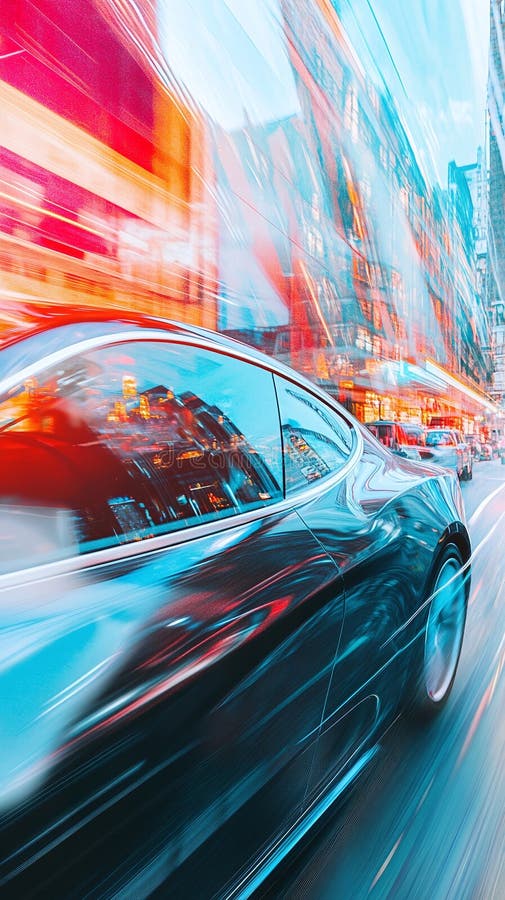 A Self-driving Car Navigating through a Busy Urban Environment. Stock Illustration ...