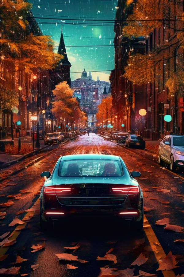 Self-driving Car Navigating through Streets Stock Illustration ...