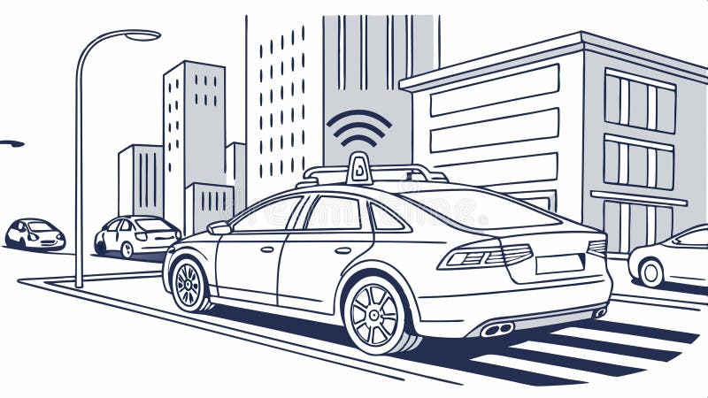 Self,driving Car on Road, Autonomous Vehicle, Future Technology Vector ...