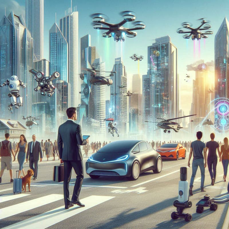 The Age of Autonomous Intelligence Stock Illustration - Illustration of ...