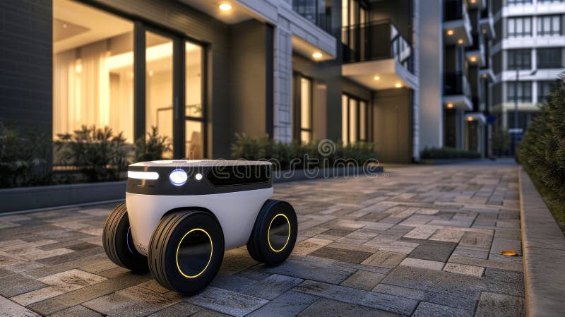Self-driving Delivery Bot on a Residential Path. Autonomous Robot for ...