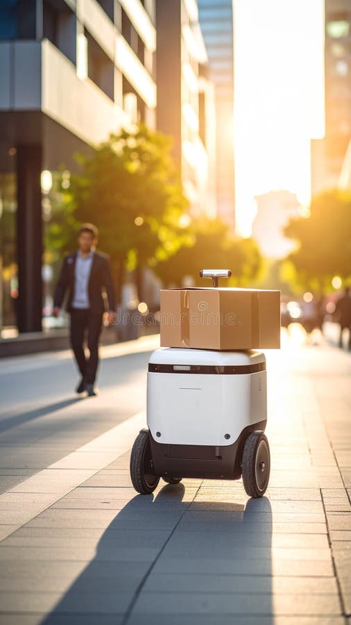 Electric Delivery Robot Urban Setting Sunset Stock Photos - Free ...