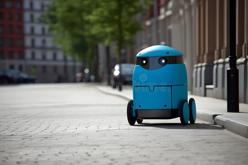 Self-driving Delivery Robot Concept. Neural Network AI Generated Stock ...