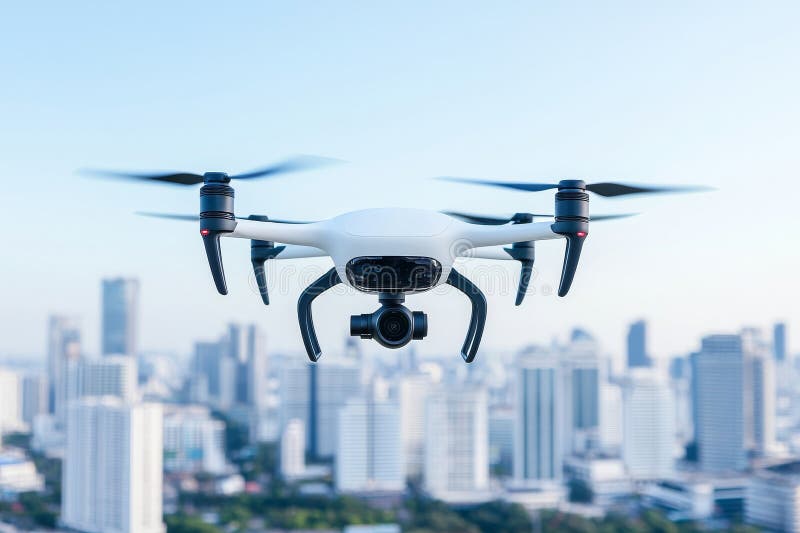 A Self-driving Drone Soars Over a Cityscape, Symbolizing Future ...