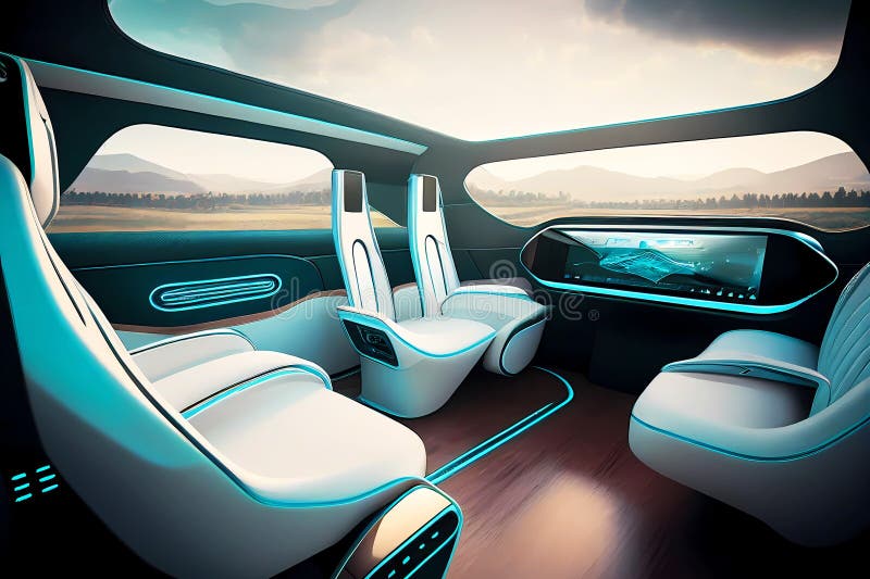 Self Driving Electric Car. Generative Ai Design Stock Illustration ...