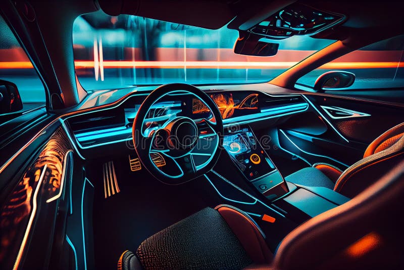 Self Driving Electric Car Interior.generative Ai Stock Illustration ...