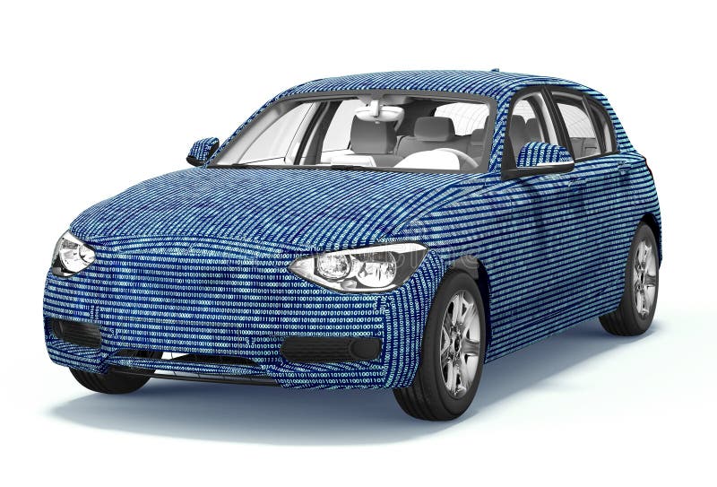 Self Driving Electronic Computer Car Isolated on White Stock ...