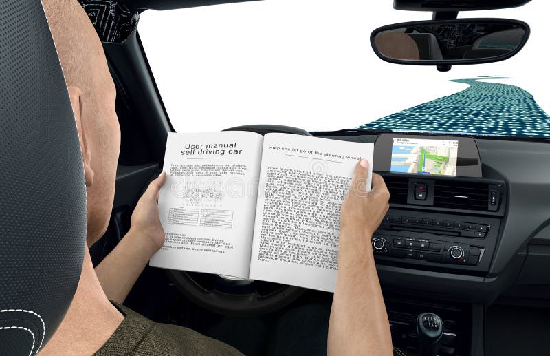 Self Driving Electronic Computer Car on Road Stock Illustration ...