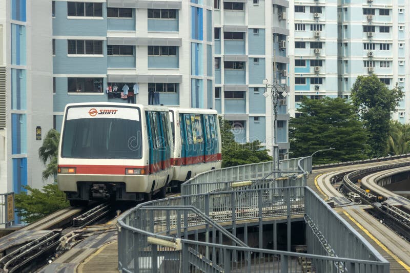 Self Driving Light Rapid Transit LRT on Elevated Tracks in Singapore ...