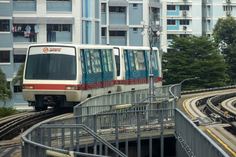 Self Driving Light Rapid Transit LRT on Elevated Tracks in Singapore ...