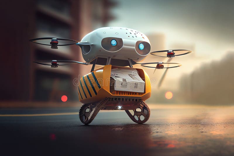 Self-driving Robot, Smart Delivery Drone. Stock Illustration ...