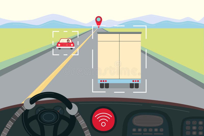 Self-driving Truck Drived by Robot Stock Vector - Illustration of drive ...