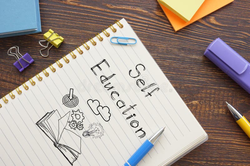 Self Education is Shown Using the Text Stock Image - Image of learning ...