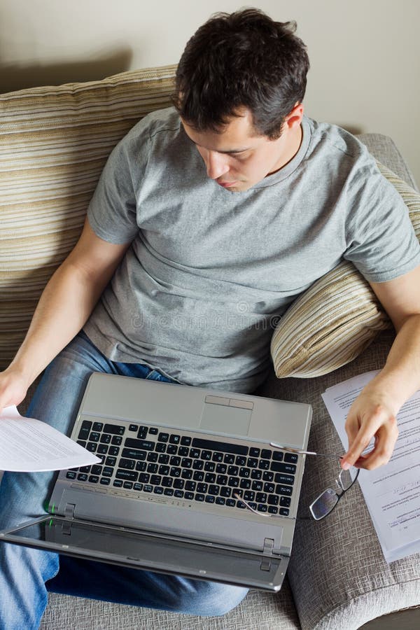 Self-employed Man Working at Home Stock Photo - Image of handsome ...