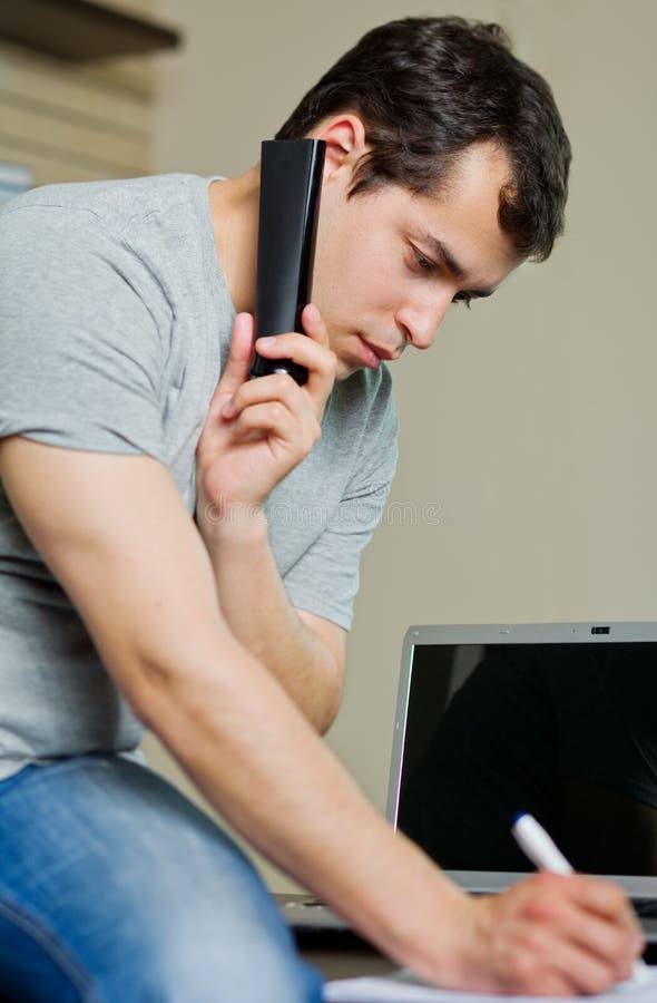 Self-employed Man Working at Home. Stock Photo - Image of business ...
