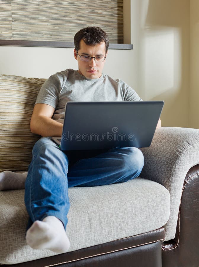 Self-employed Man Working at Home Stock Image - Image of room, adult ...