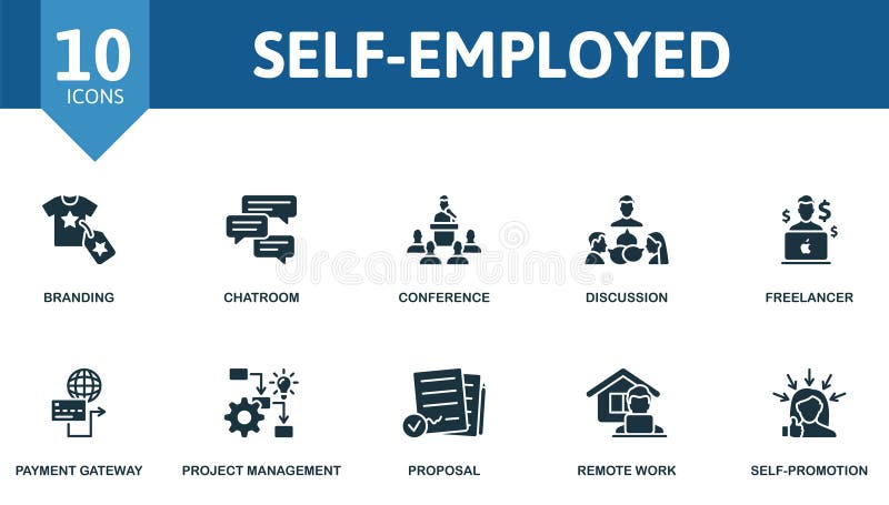 Self-employed Set. Creative Icons. Monochrome Design. Stock Vector ...