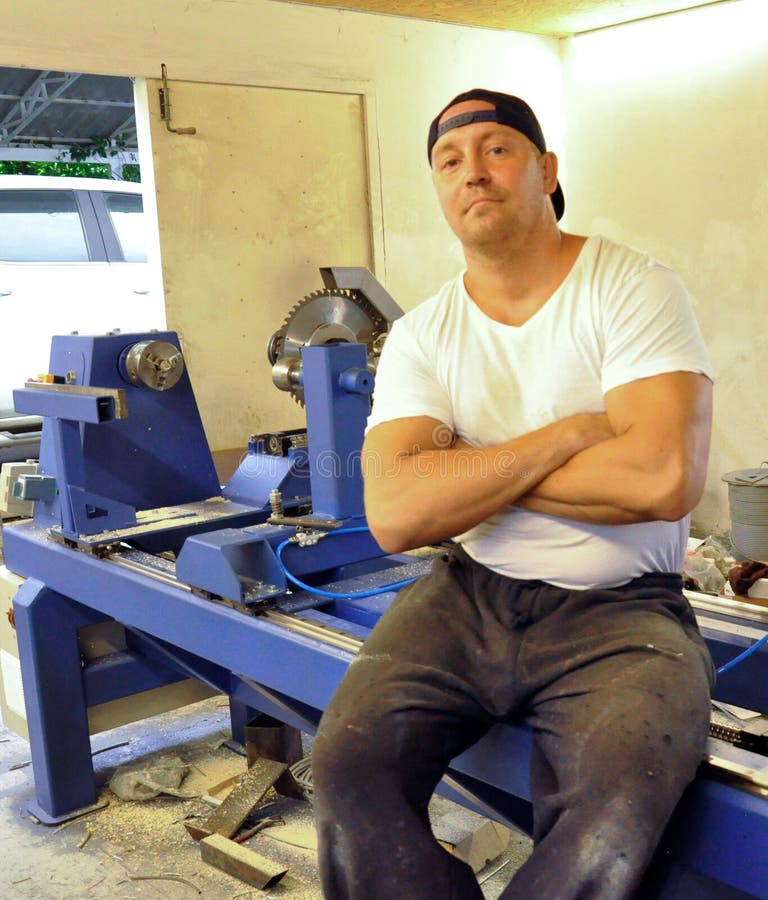 Self Entrepreneur at Work in Garage Workshop Stock Photo - Image of ...