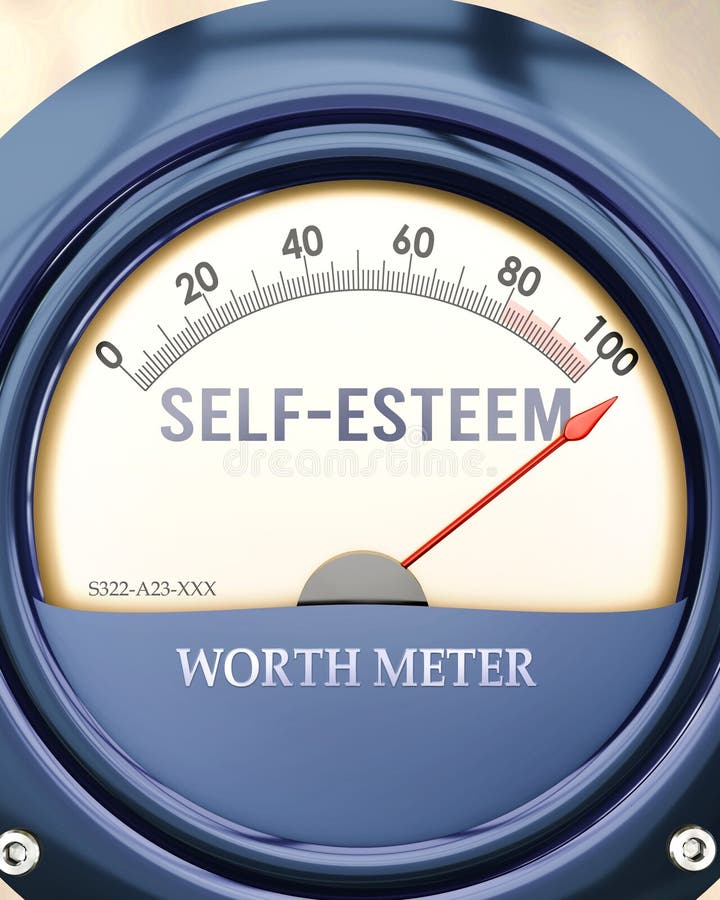Self-Esteem and Worth Meter that is Hitting a Full Scale, Showing a ...