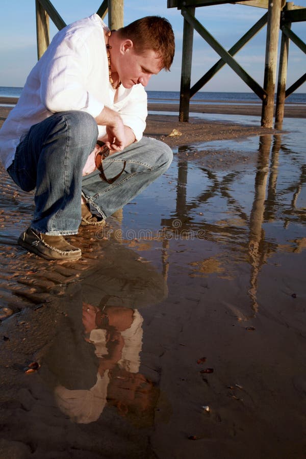 Self Examination: a Man and His Reflection Stock Image - Image of ...