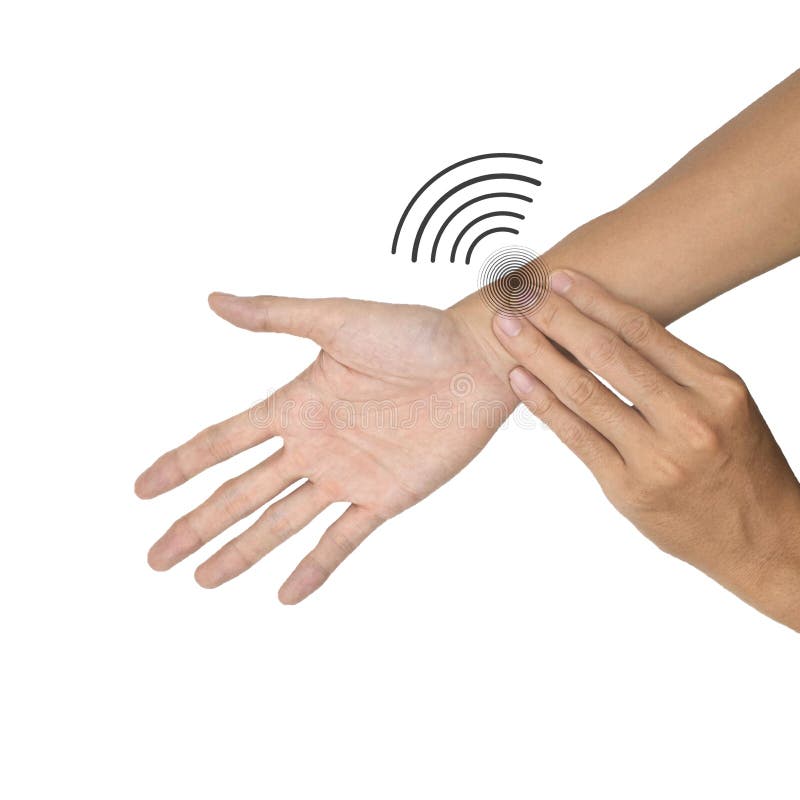 Self-examination of Pulsation. Counting Pulse Rate Stock Image - Image ...