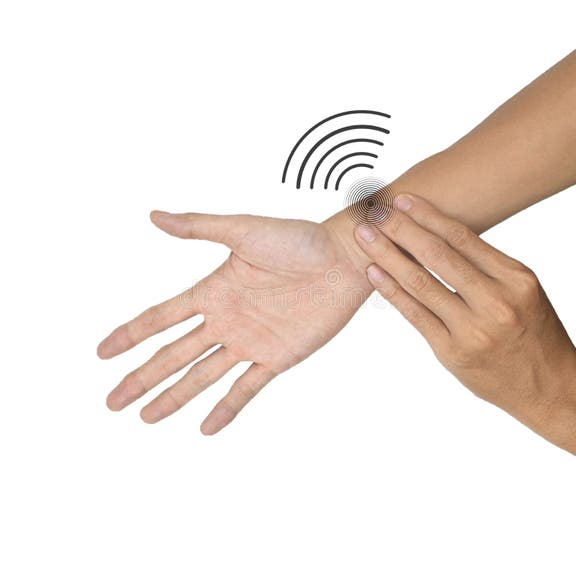 Self-examination of Pulsation. Counting Pulse Rate Stock Image - Image ...
