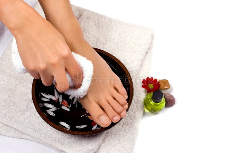 Female Doing Self Foot Massage Stock Image - Image of pedicure, pebbles ...