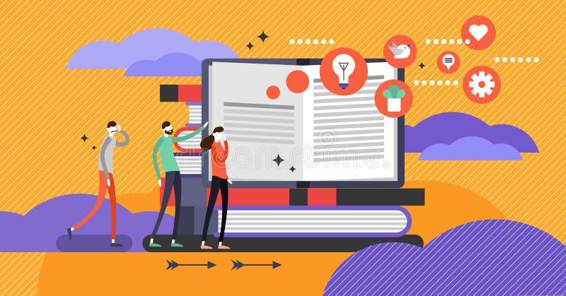 Self Help Book Concept, Flat Vector Illustration with Open Book Stock ...