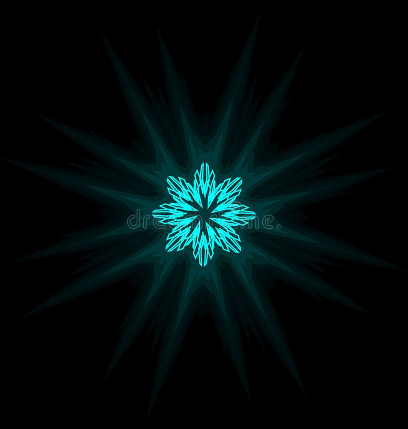 Self-illuminated Cyan Snowflake Isolated on Black Stock Vector ...
