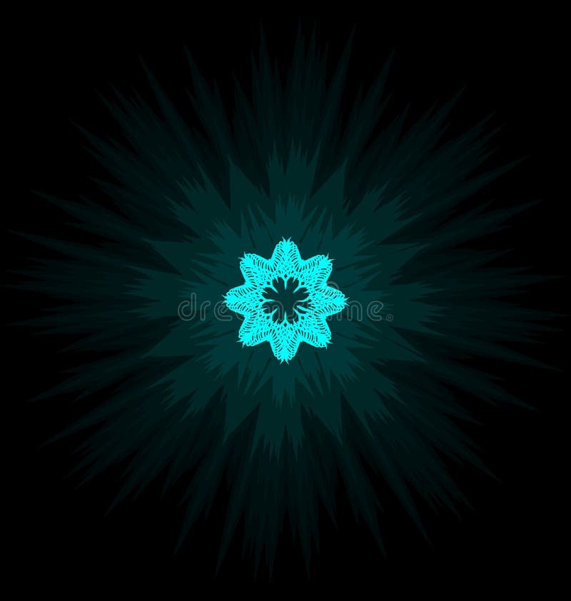 Self-illuminated Cyan Snowflake Isolated on Black Stock Vector ...