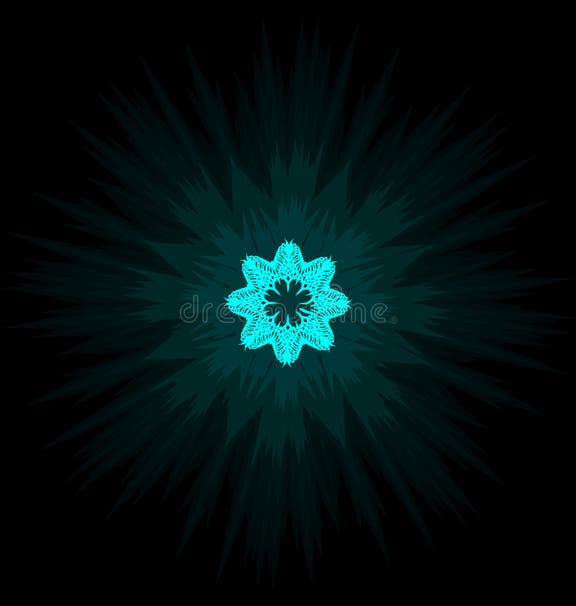 Self-illuminated Cyan Snowflake Isolated on Black Stock Vector ...