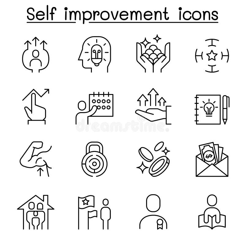 Self Improvement, Aim, Target, Development, Planning, Strategy Icon Set ...