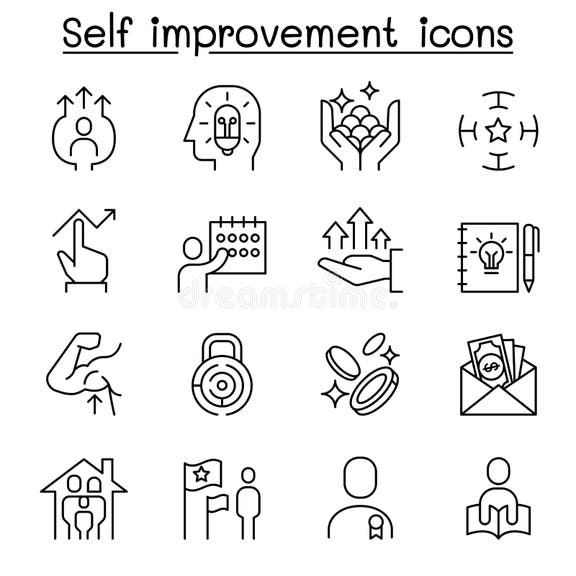 Self Improvement, Aim, Target, Development, Planning, Strategy Icon Set ...