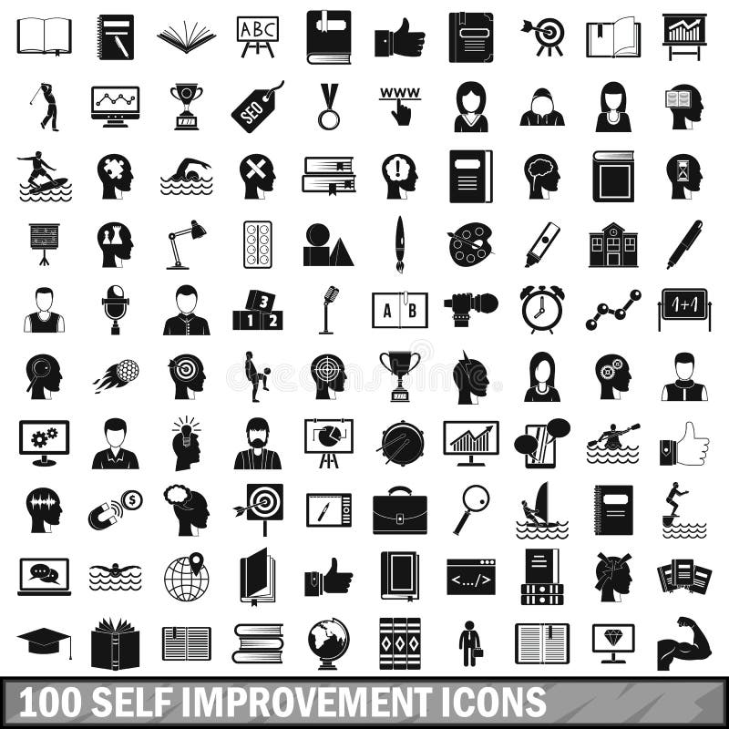 100 Self Improvement Icons Set, Simple Style Stock Vector ...