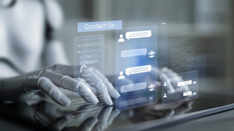 Self-improving Conversational AI Demonstrating Its Own Chatbot Capabilities. Fermion Stock Image ...