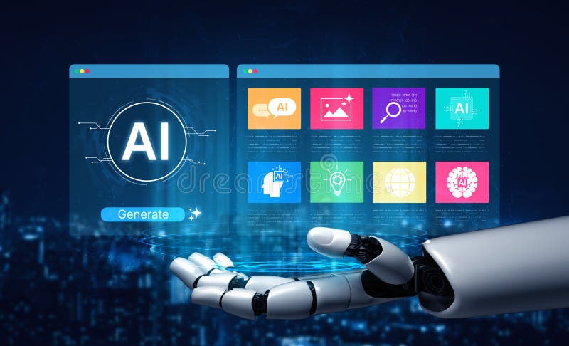 Self-improving Generative AI Showcasing Its Own Creative Platform. Fermion Stock Photo - Image ...