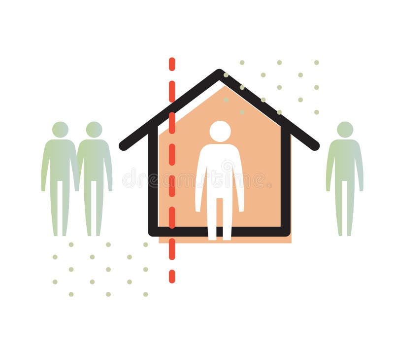 Self Isolate - Home Quarantine - Icon Stock Vector - Illustration of ...