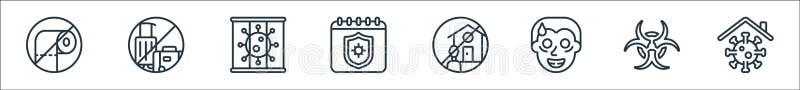 Self Isolation Line Icons. Linear Set Stock Vector - Illustration of ...